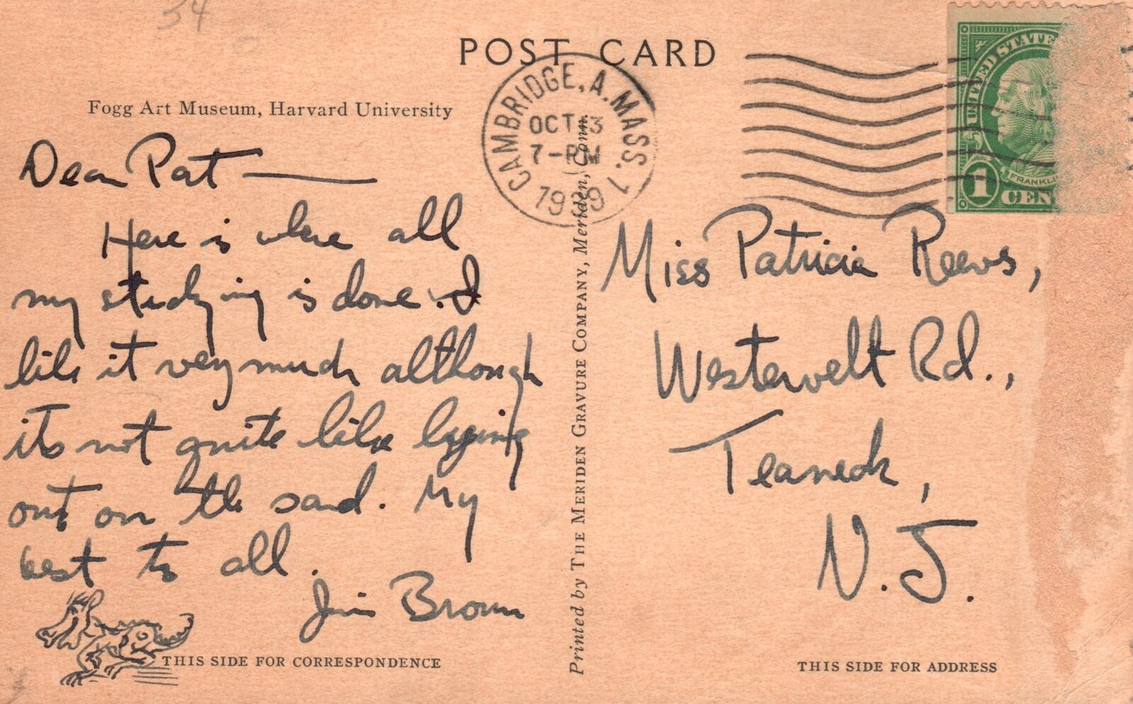 Vintage Postcard 1939 Fogg Art Museum Harvard University Cambridge ...