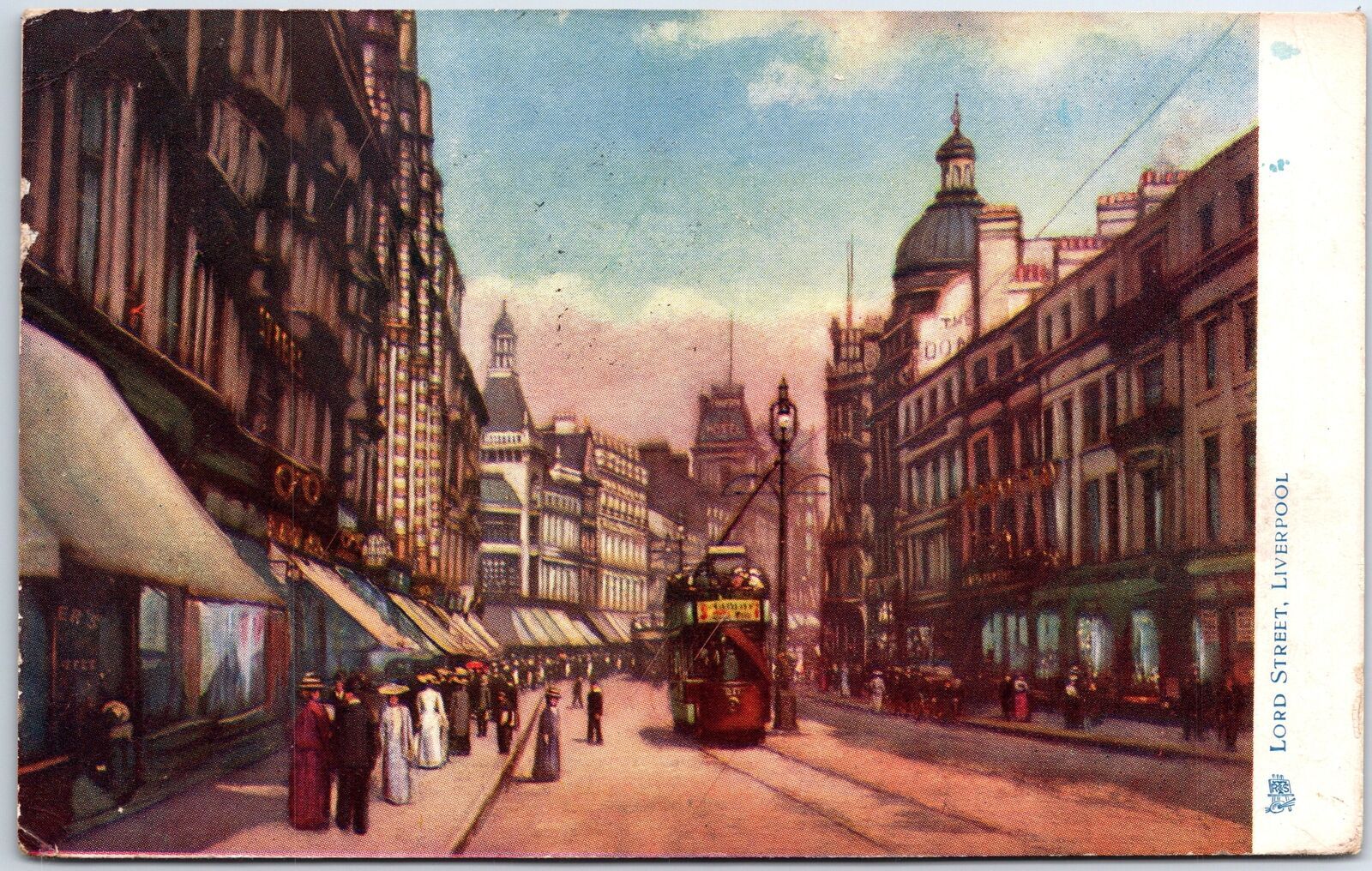 Vintage Postcard Trolley Scene at Lord Street Liverpool England C. 1905 ...