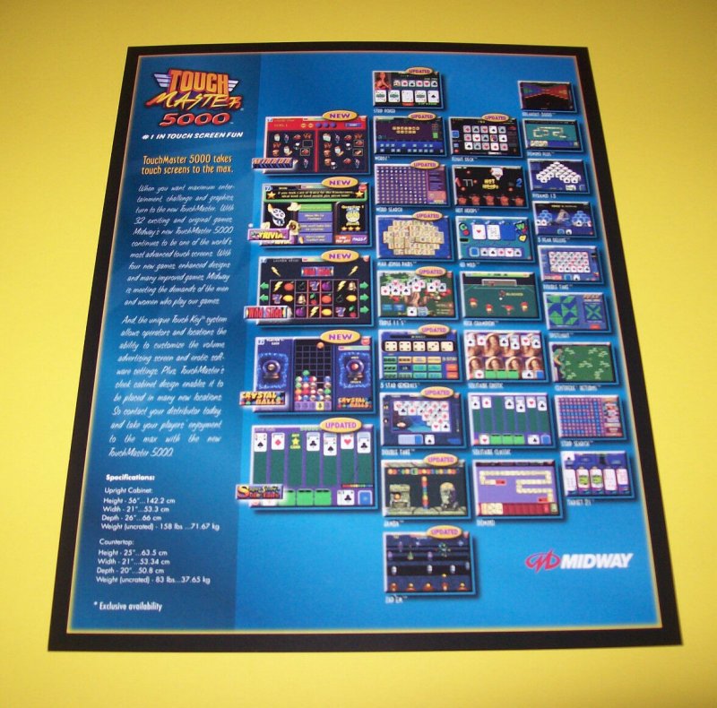 Touch Master 5000 Original NOS Video Arcade Game Sales Flyer Vintage ...