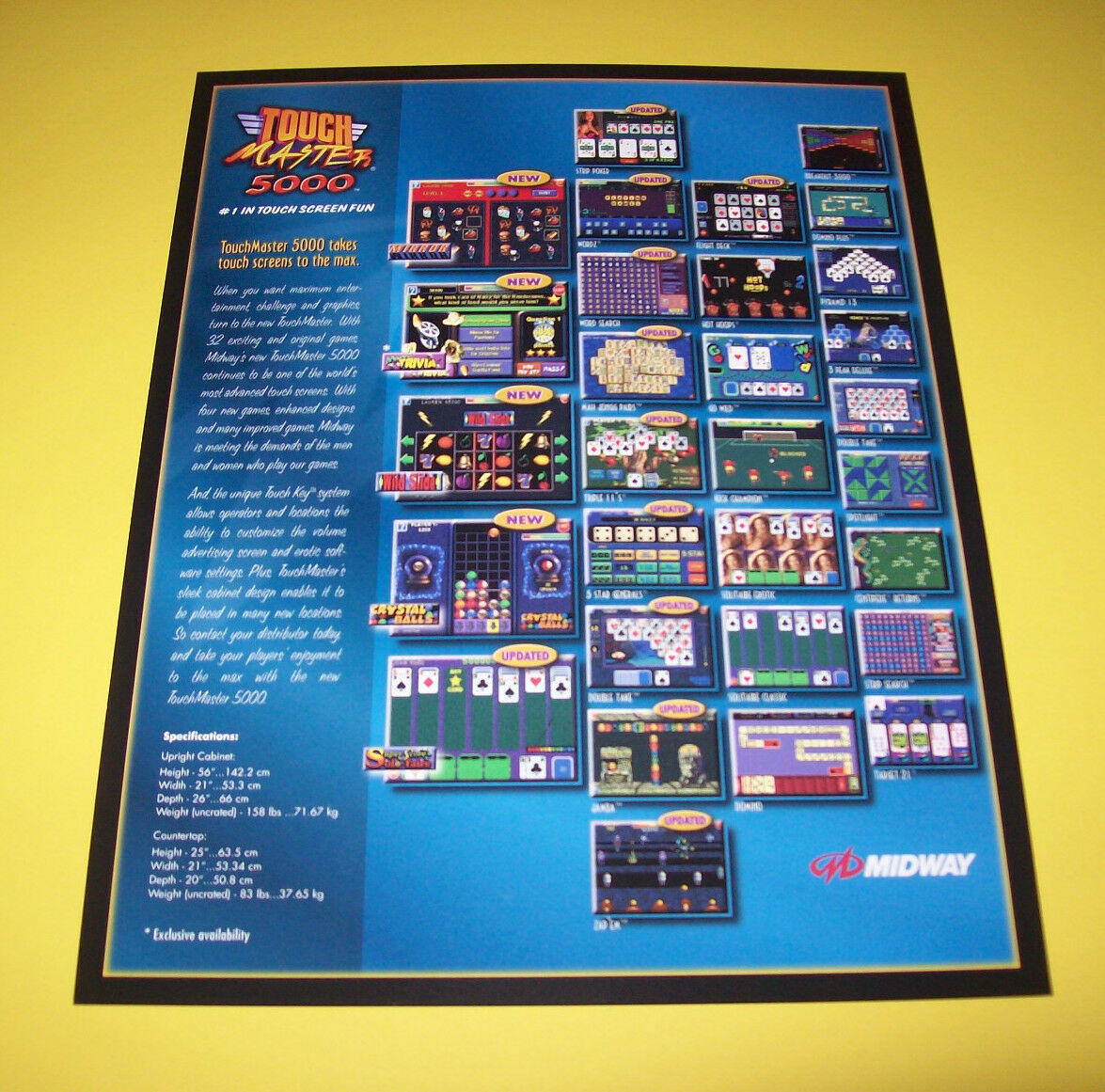 Touch Master 5000 Original NOS Video Arcade Game Sales Flyer Vintage ...