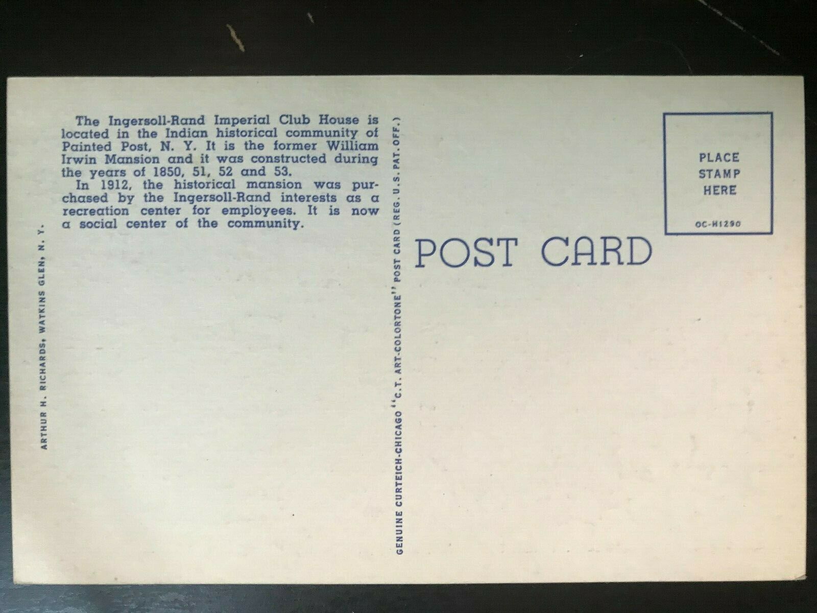 Vintage Postcard 1950 Ingersoll-Rand Imperial Club House Painted Post ...