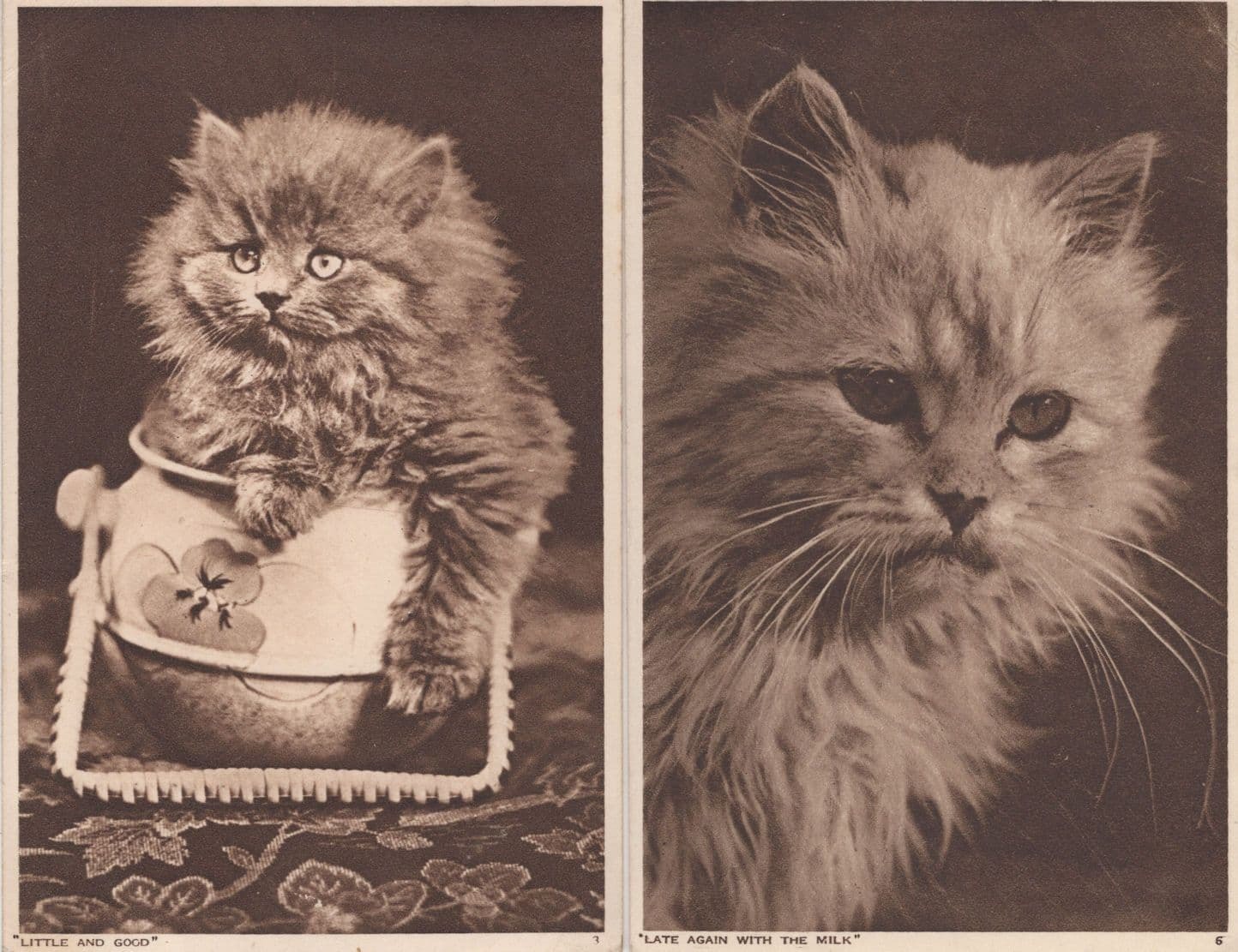 Cat Waiting For Milkman Antique Cats WW2 War 2x Postcard s | Topics ...