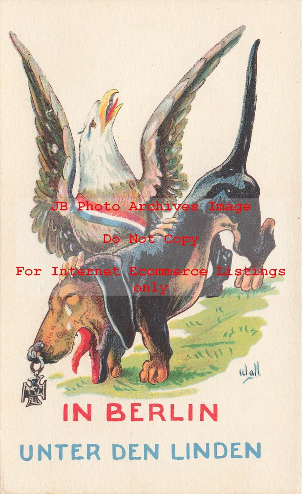 Bernhardt Wall, World War Patriotic Propaganda, Eagle Clawing Dachshund ...