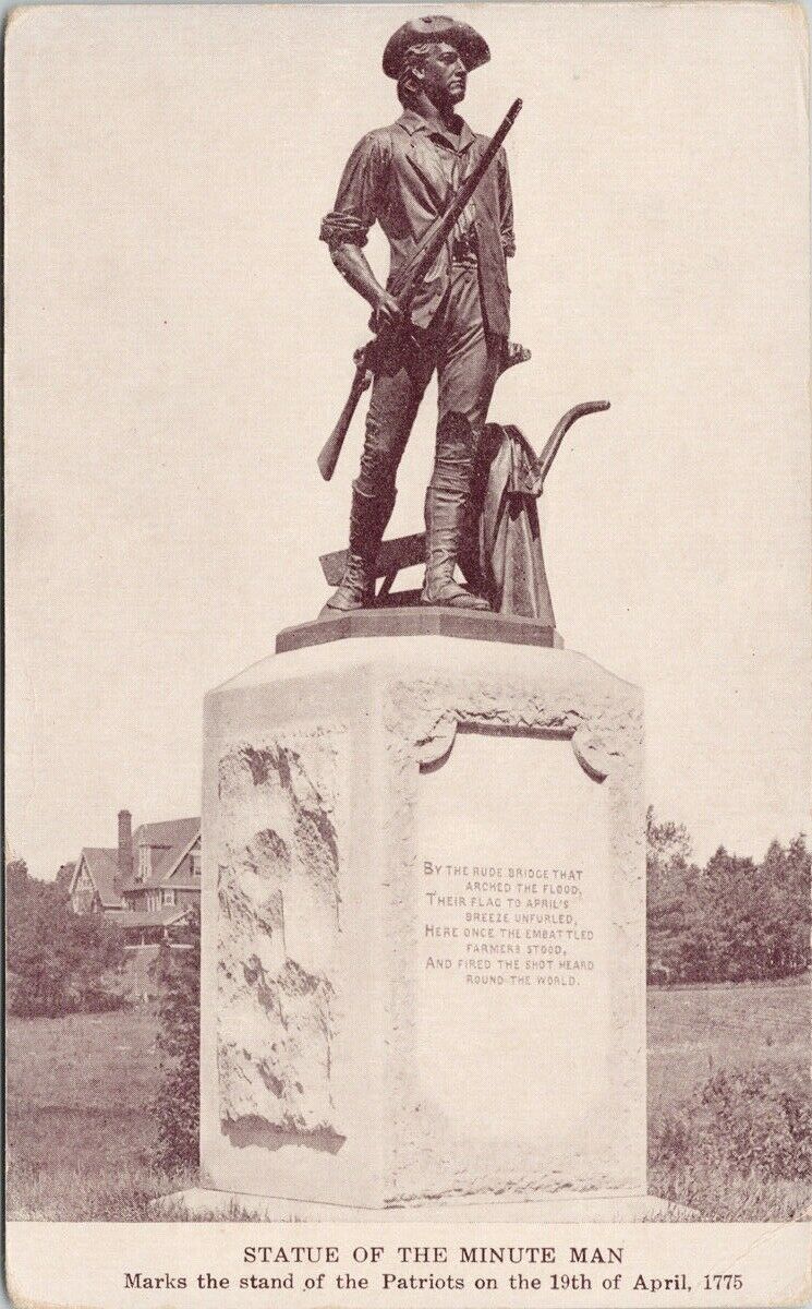 Statue Of The Minute Man Concord MA Unused Litho Postcard G35 | United ...