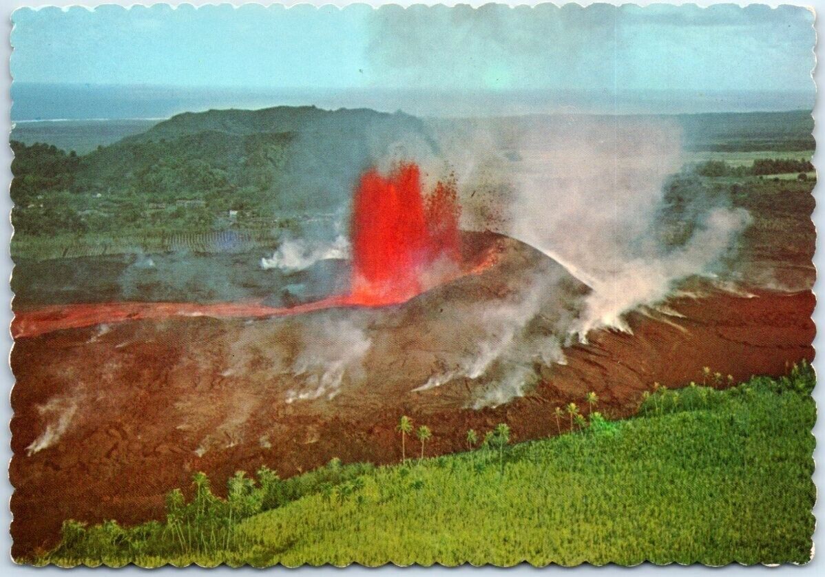 Postcard - A close-up aerial view of the 1960 Kapoho volcano eruption ...