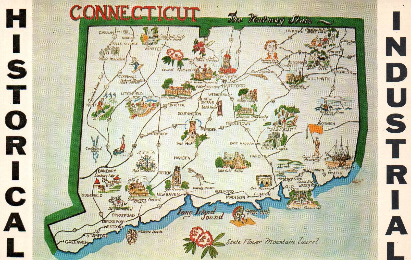 Connecticut - Map of the Industrial Connecticut - c1950 | United States ...