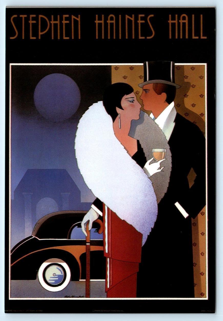STEPHEN HAINES HALL Artist ~ Art Deco ELEGANT COUPLE Car 4"x6" Glamor ...