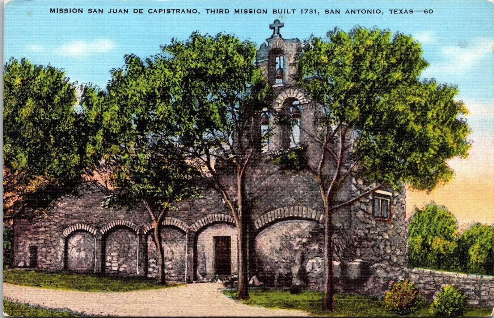 San Juan De Capistrano Mission Building Cross Bell Tower Greenery ...
