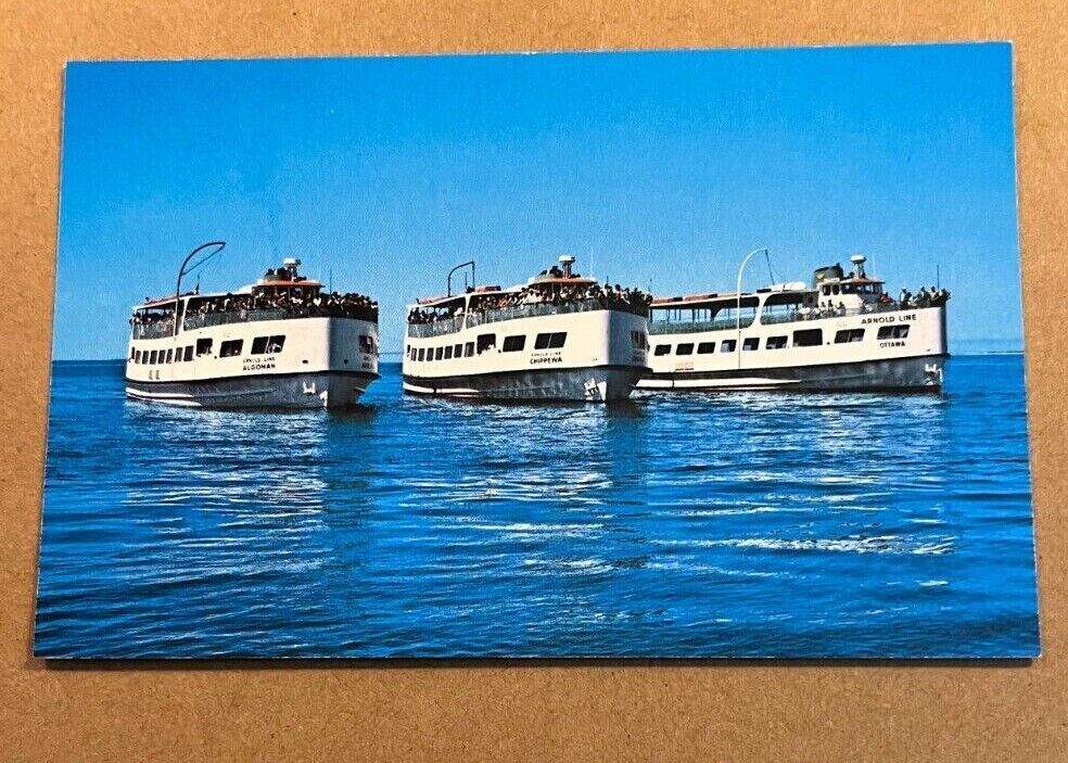 Vintage Unused Postcard - Arnold Line Ships, Mackinac Island, Michigan ...