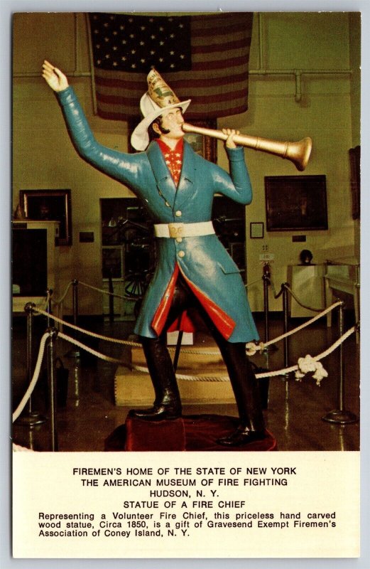 Fire Chief Statue American Museum Of Fire Fighting Hudson NY Postcard ...