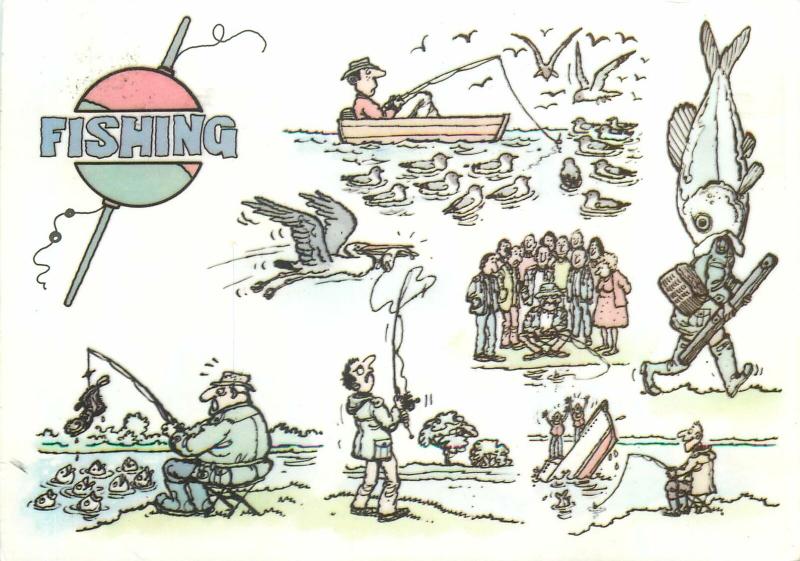 Fishing comic postcard funny anglers fishermen caricature | Topics ...