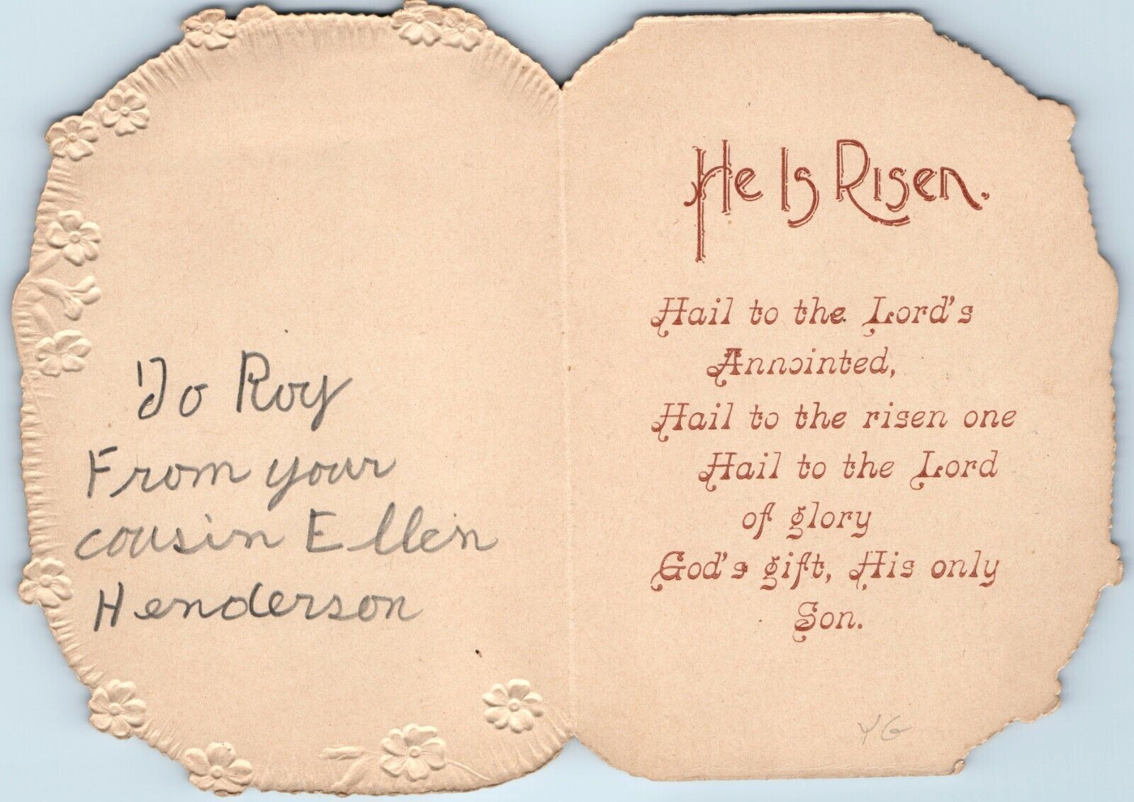 c1880s Easter "He is Risen" Poem Fold Die Cut Trade Card Christian ...