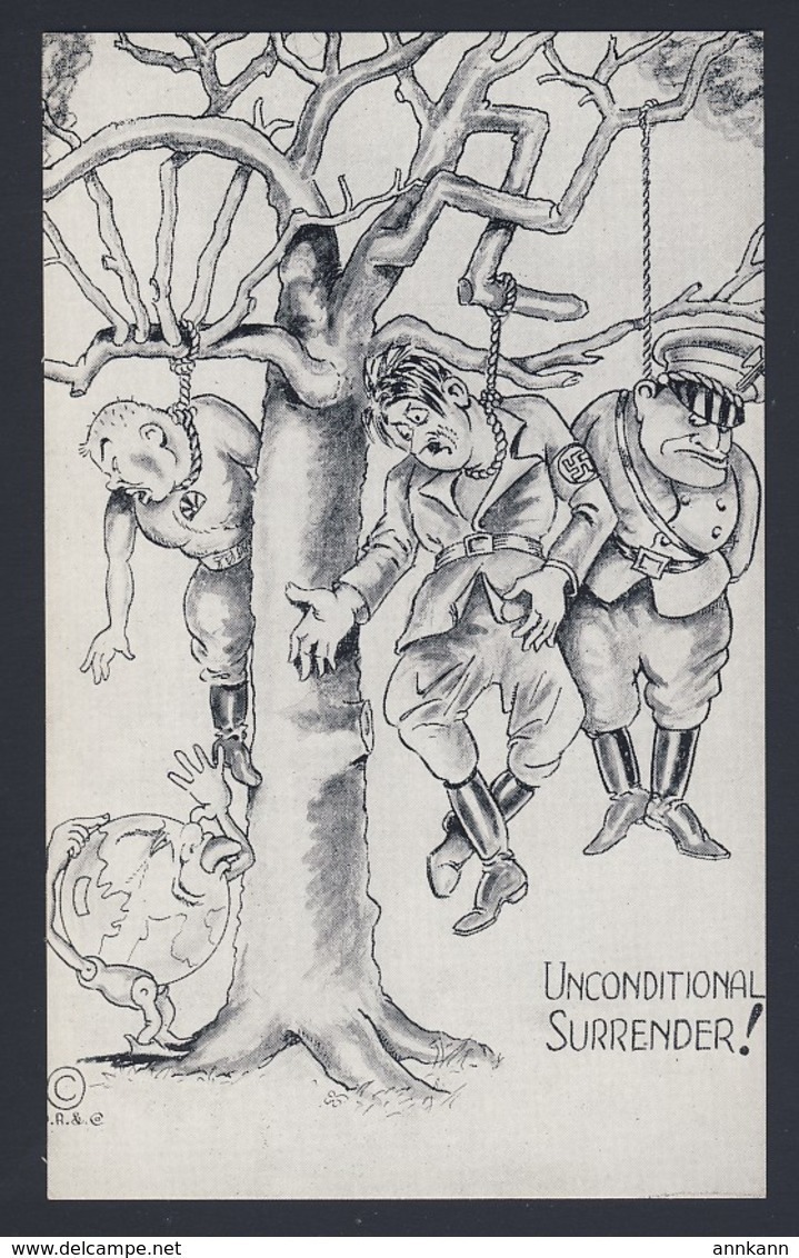 RARE - POSTED 1943 - WWII Adolf Hitler Uncle Sam - 6 postcards envelope ...