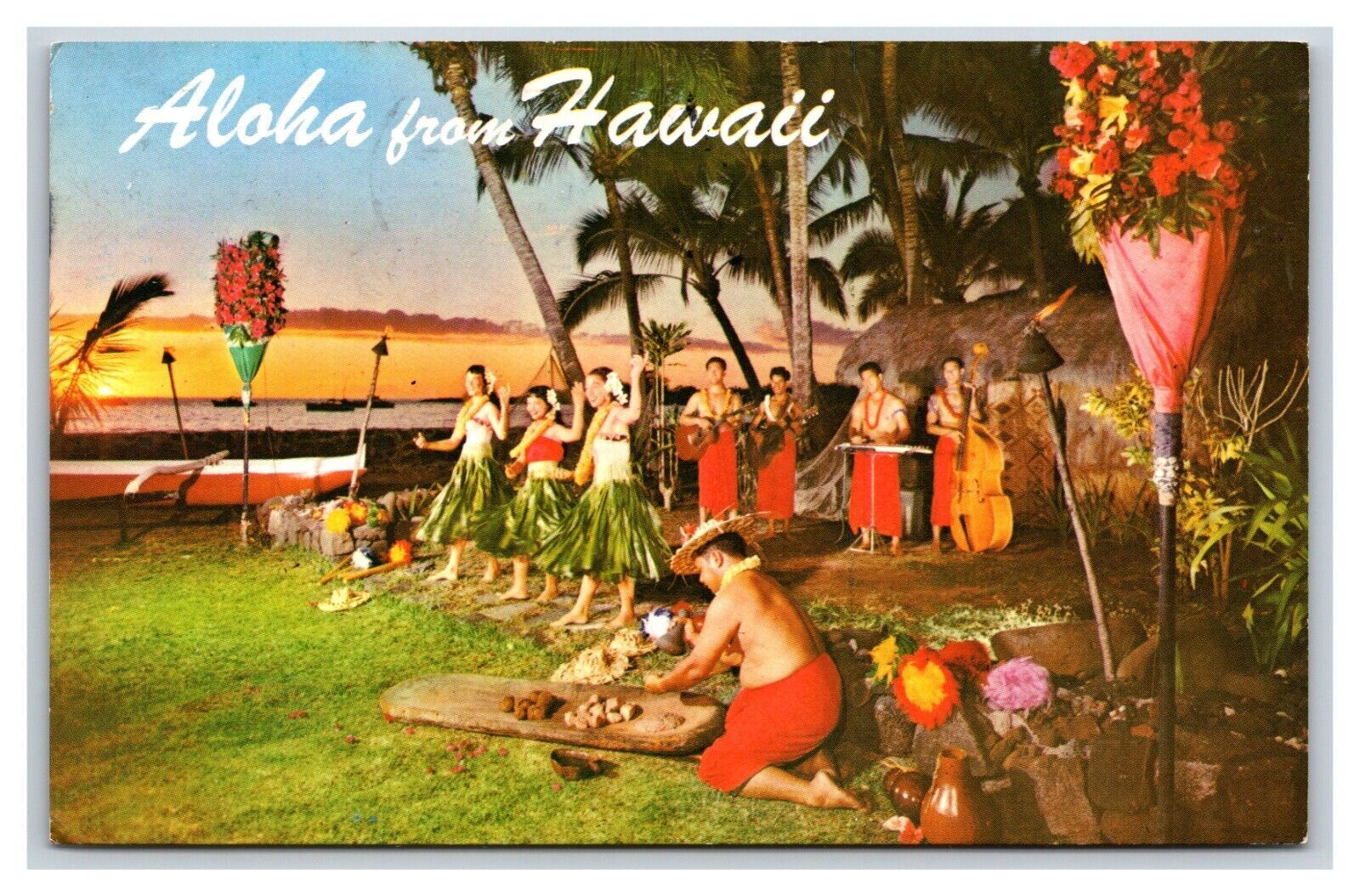 Sunset Luau Aloha From Hawaii HI Chrome Postcard T7 | United States ...