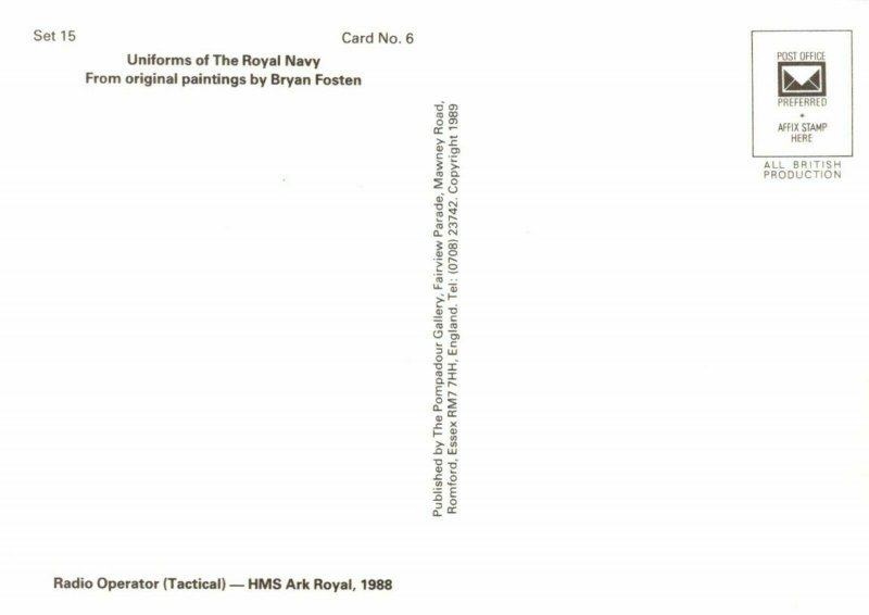 Military Postcard - Radio Operator (Tactical), HMS Ark Royal, 1988 ...