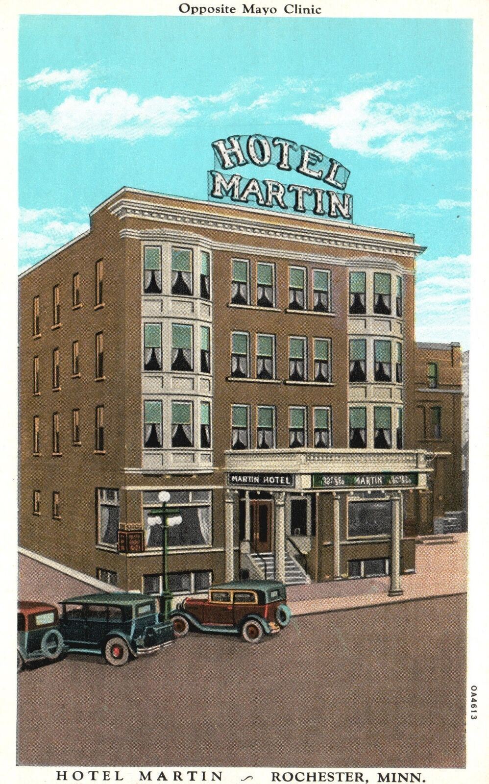 Vintage Postcard Opposite Mayo Clinic Hotel Martin Building Rochester ...