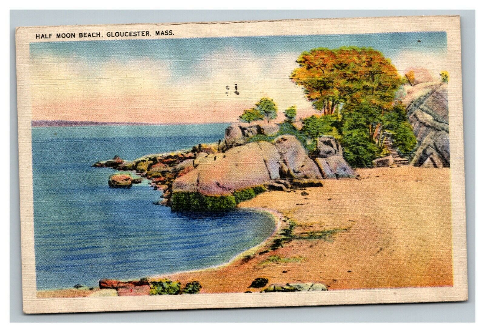 Vintage 1949 Postcard Half Moon Beach Scene Gloucester Massachusetts ...