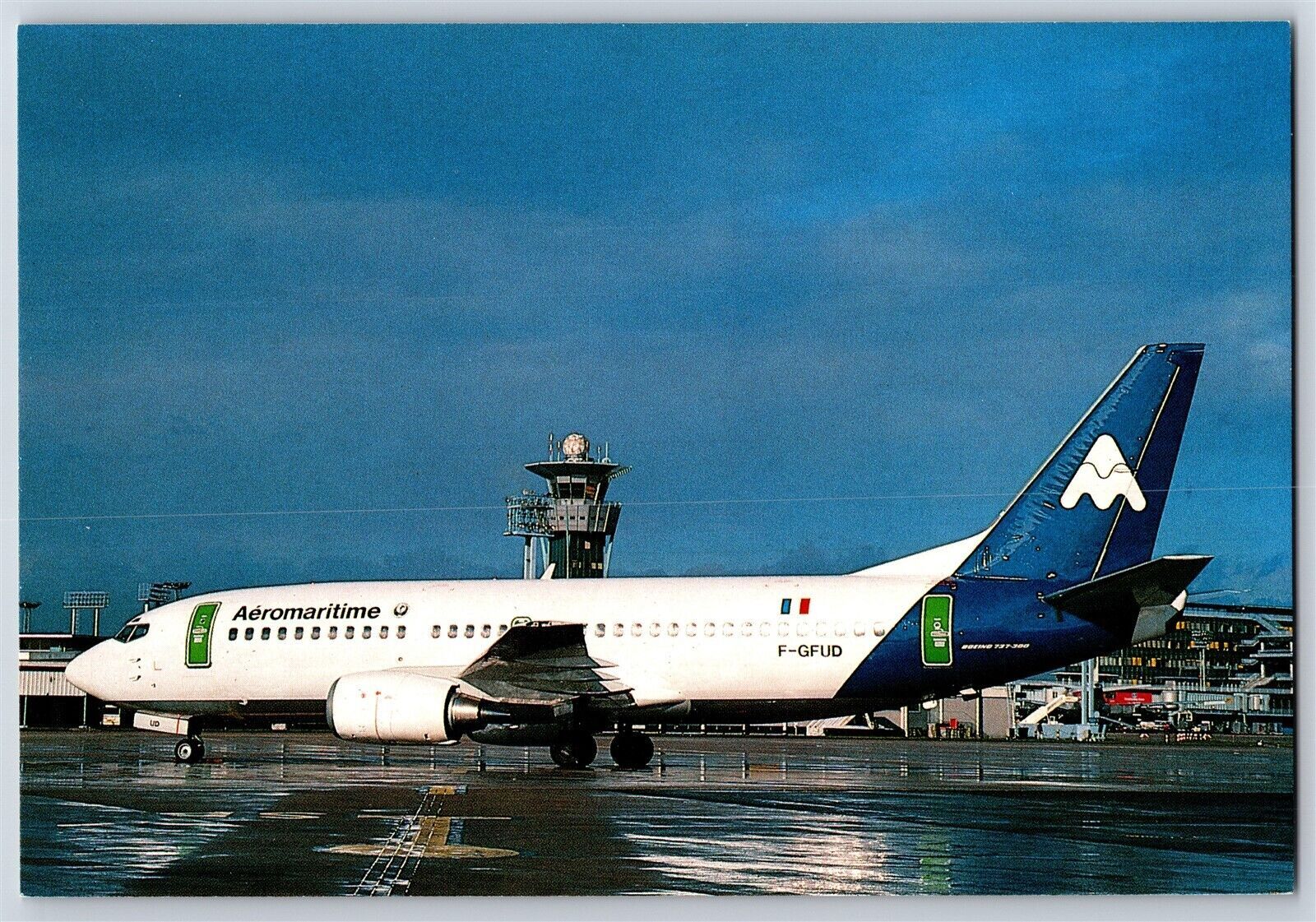 Airplane Postcard Aeromaritime Airlines Boeing 737-300 F-GFUD at Paris ...