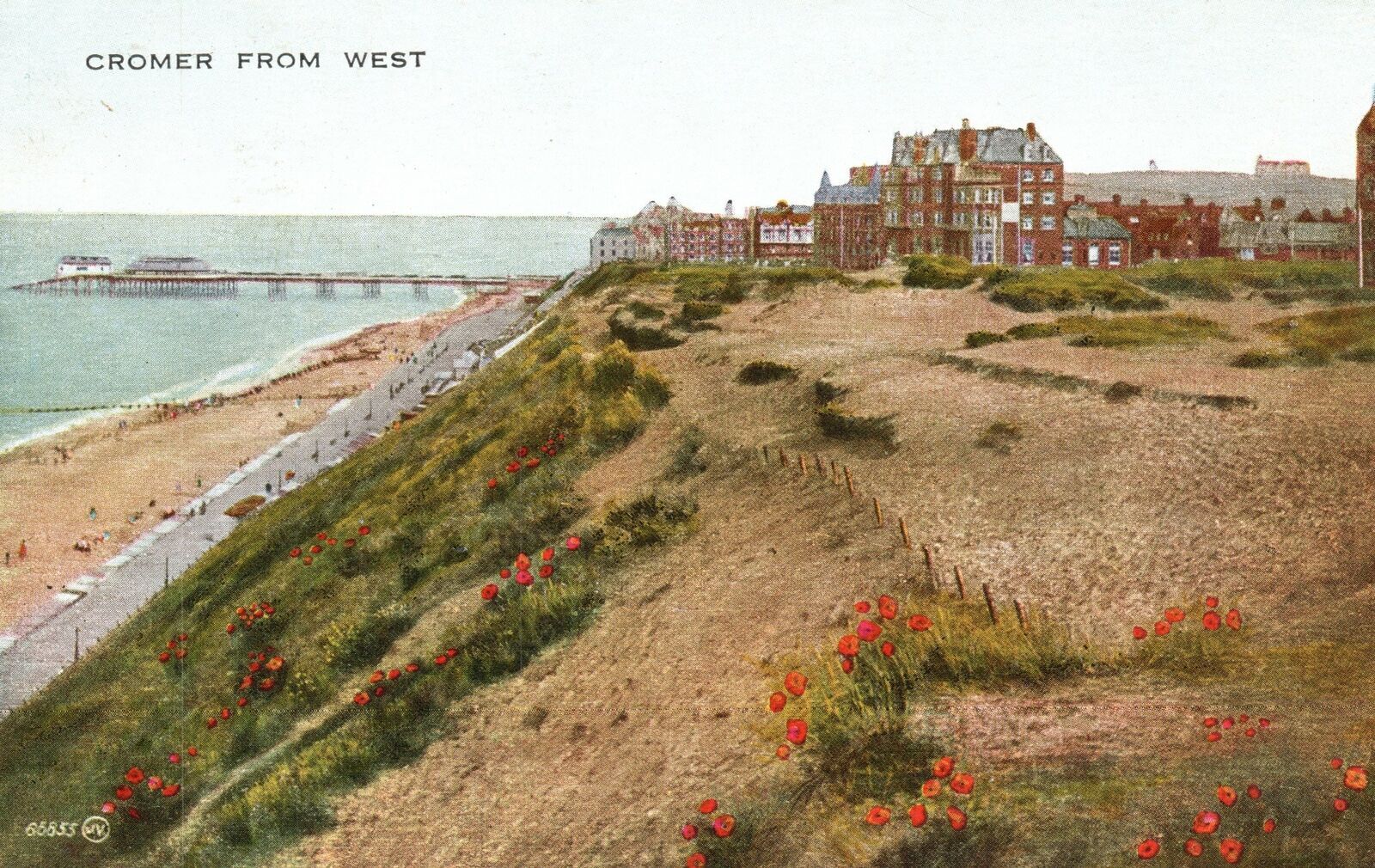 Vintage Postcard Cromer From West Pier Buildings Roadways Highways ...