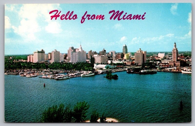 Hello Miami Florida Birds Eye View Skyscrapers Shoreline Oceanfront VNG ...