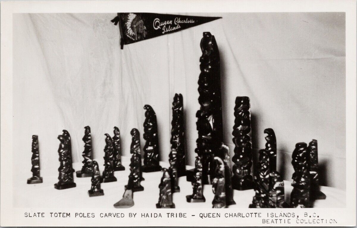 Queen Charlotte Islands Haida Gwaii BC Haida Slate Totem Poles RP ...