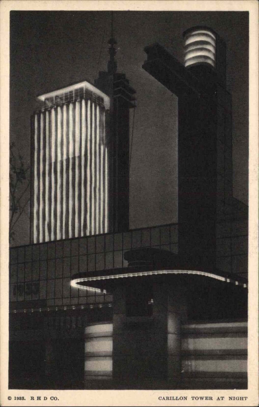 1933 Chicago's World Fair Exposition Carillon Tower at Night Postcard ...
