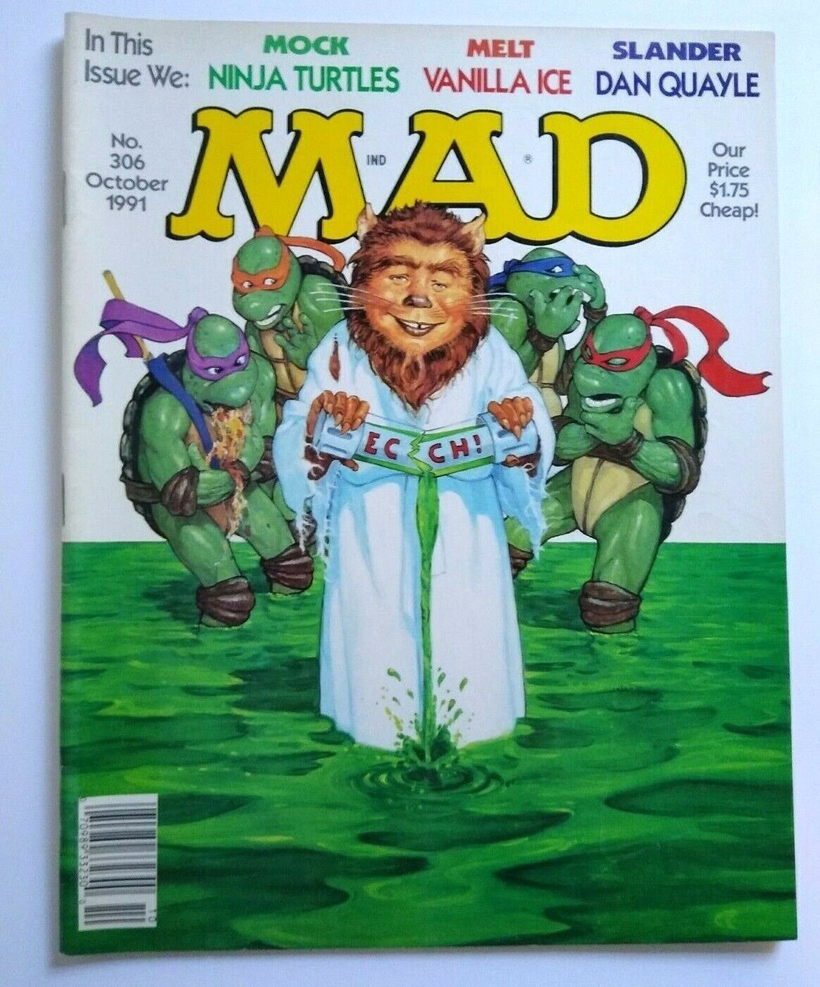 MAD Magazine Teenage Ninja Mutant Turtles Cover Oct 1991 No 306 Vanilla ...