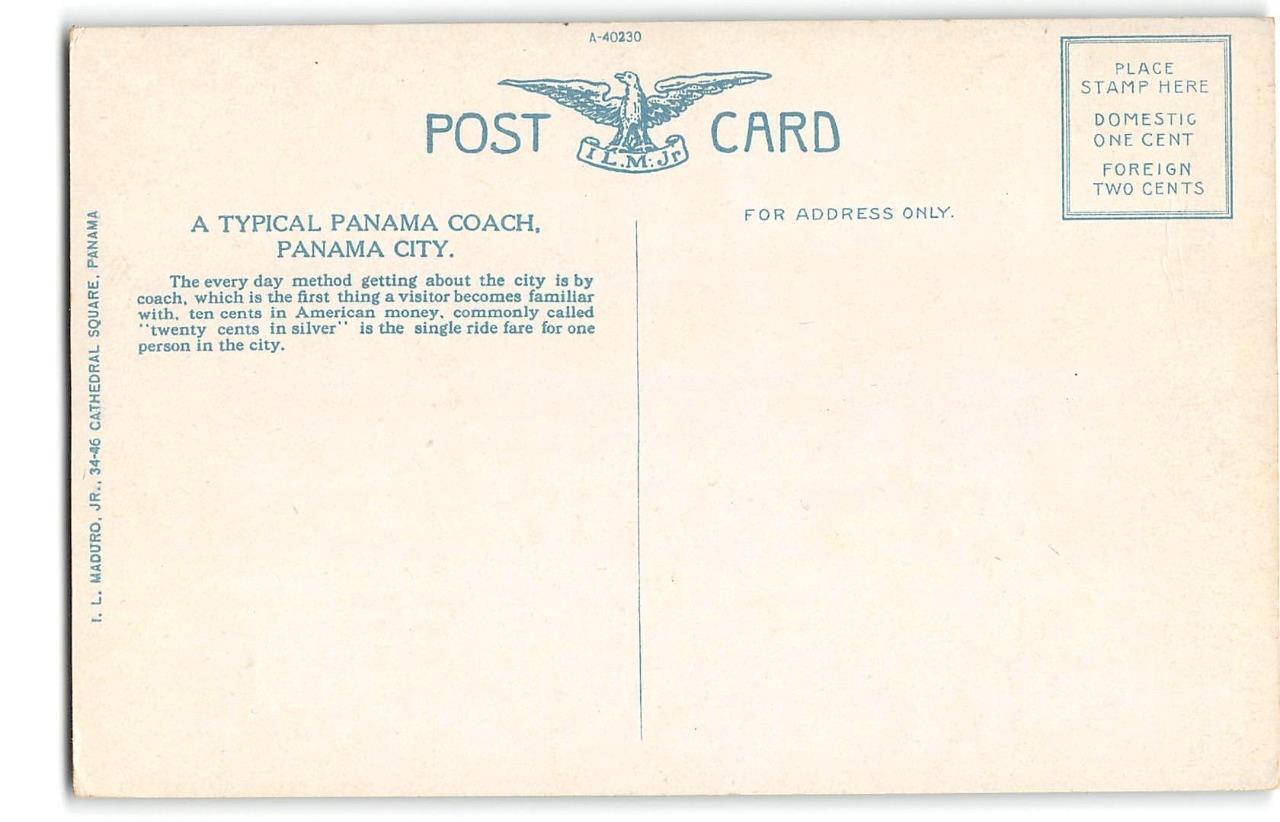 Typical Panama Coach, Panama City Horse Carriage 1910s Antique Postcard ...