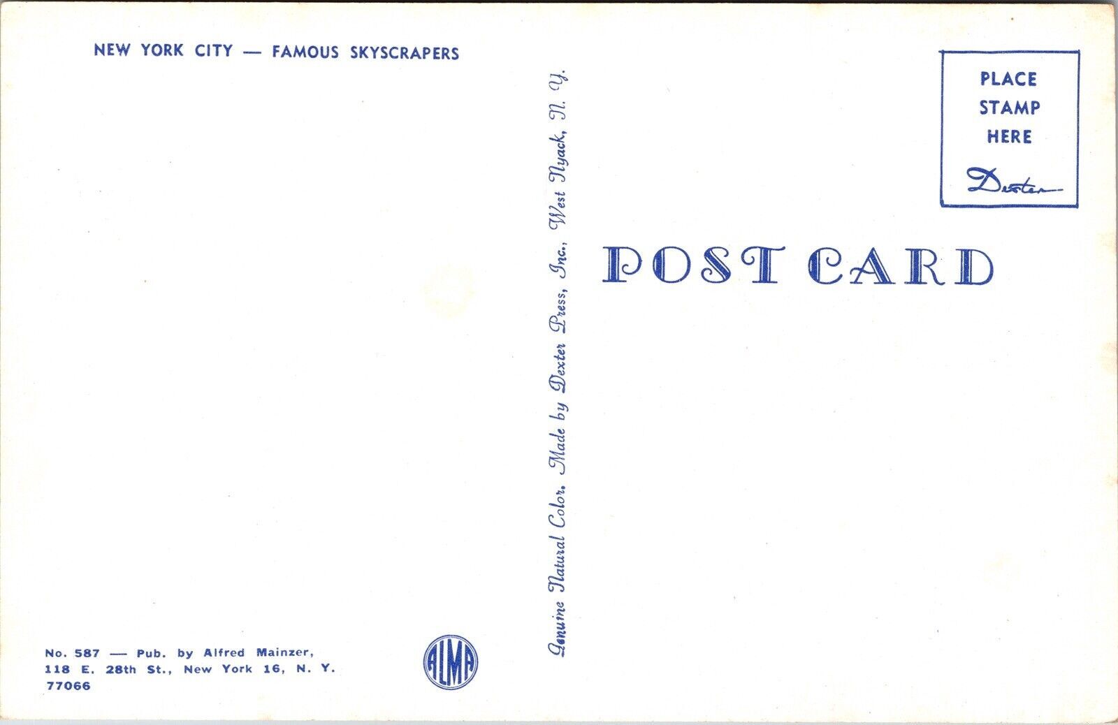 New York City Famous Skyscrapers Multiview WB Postcard VTG UNP Dexter ...