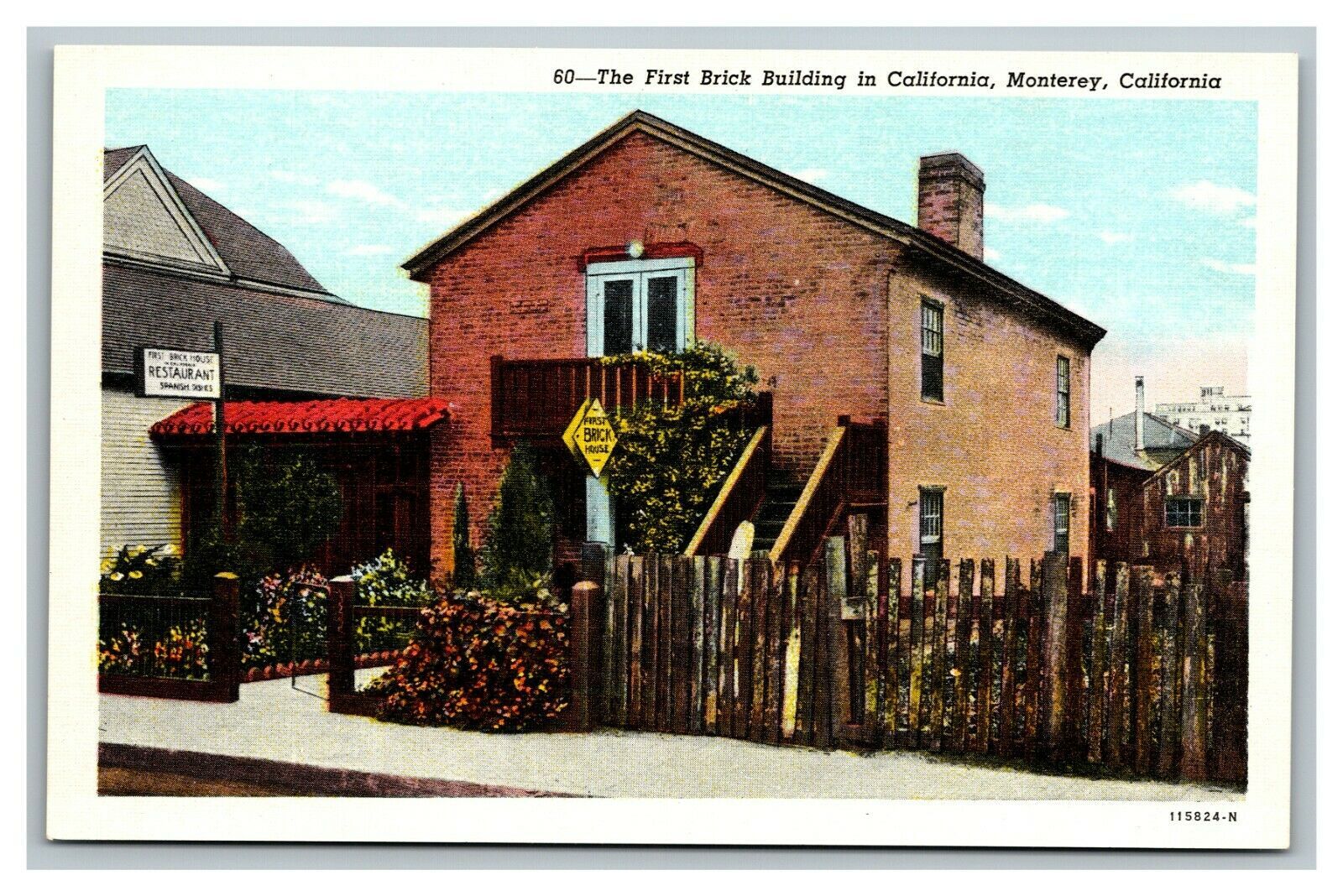 Vintage 1940's Postcard First Brick Building in California Restaurant ...