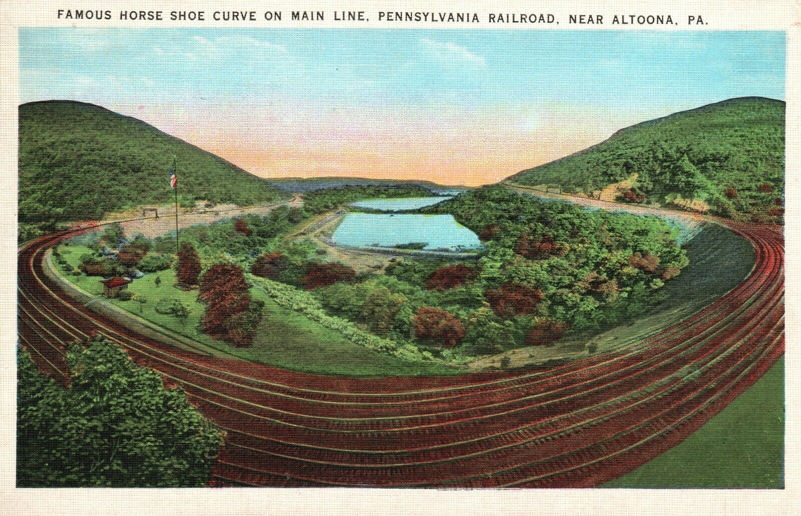 Vintage Postcard 1936 Horse Shoe Curve Main Line Pennsylvania Railroad ...