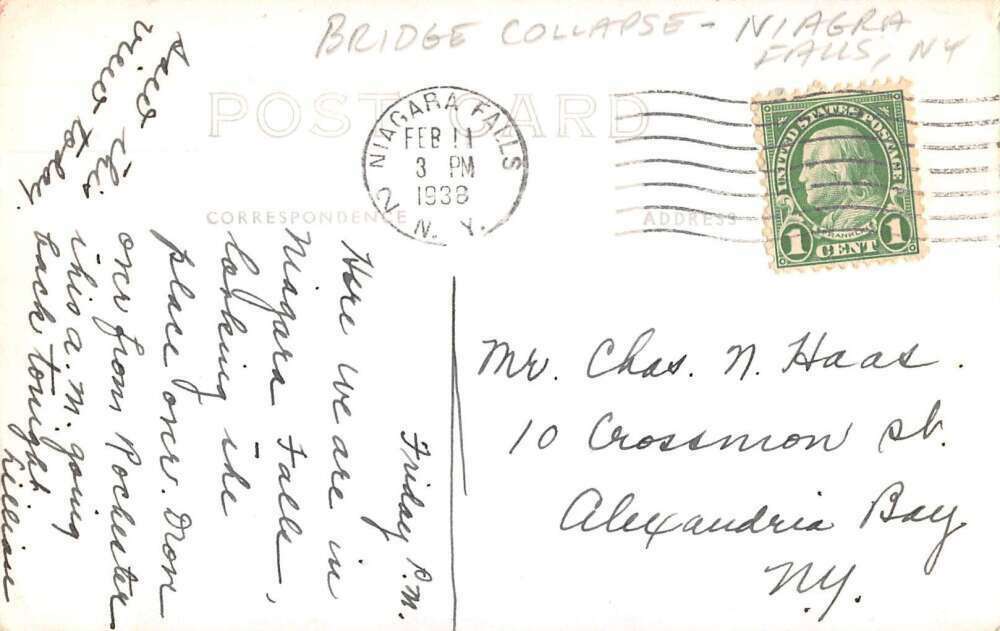 Niagara Falls New York Bridge Collapse Disaster Real Photo Postcard ...