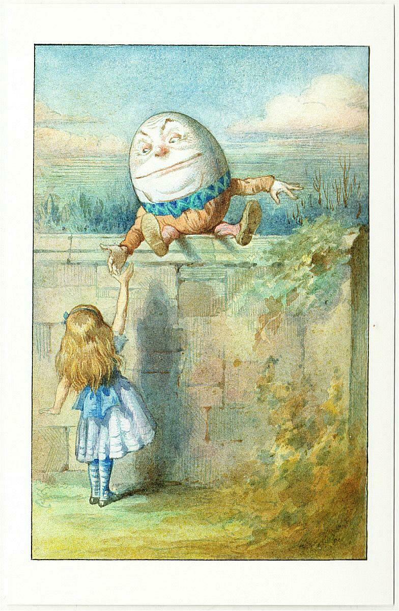 Alice in Wonderland Humpty Dumpty Greeting Alice Postcard by John ...