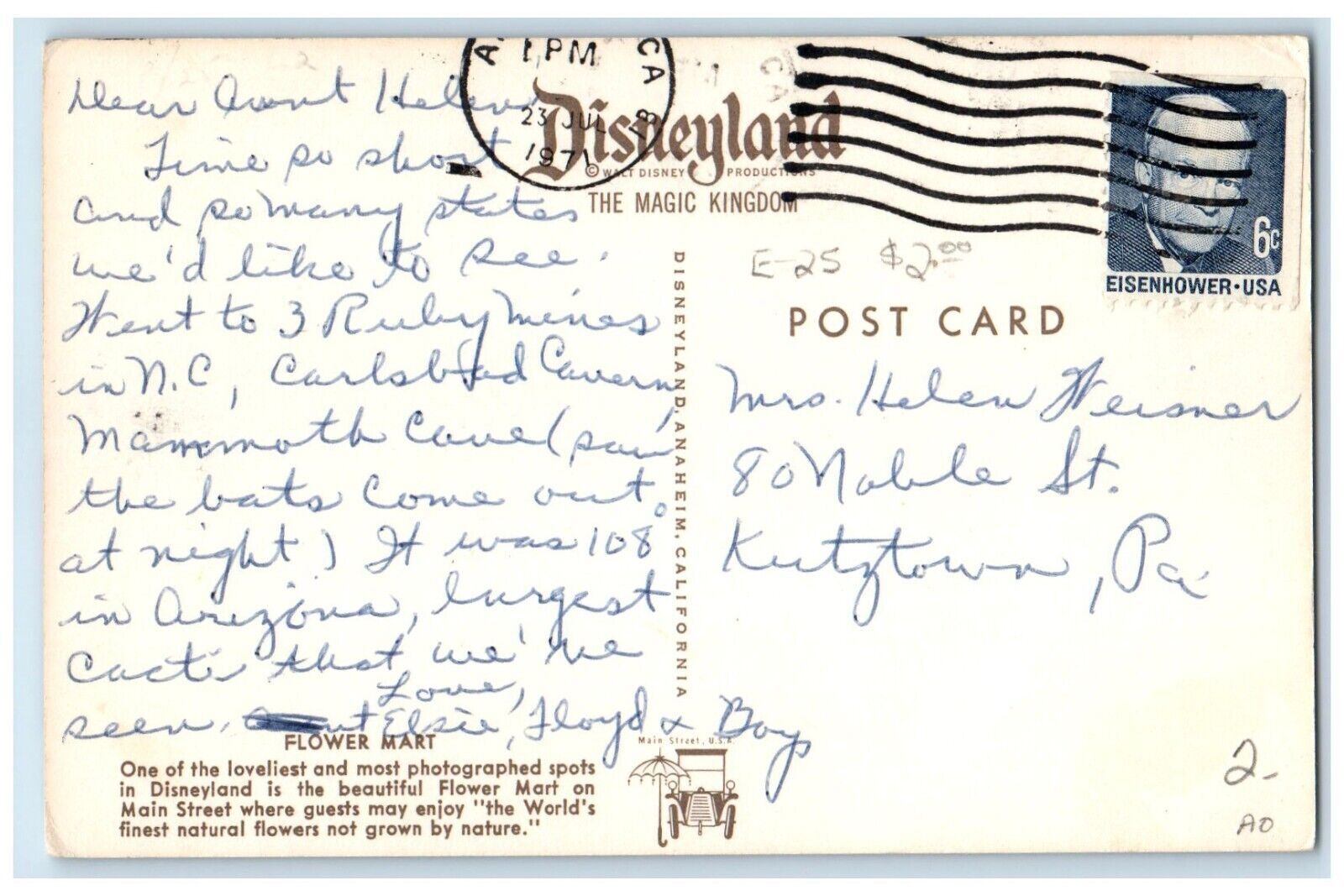 1971 Flower Mart Photographed Spots Main Street Disneyland Anaheim CA ...