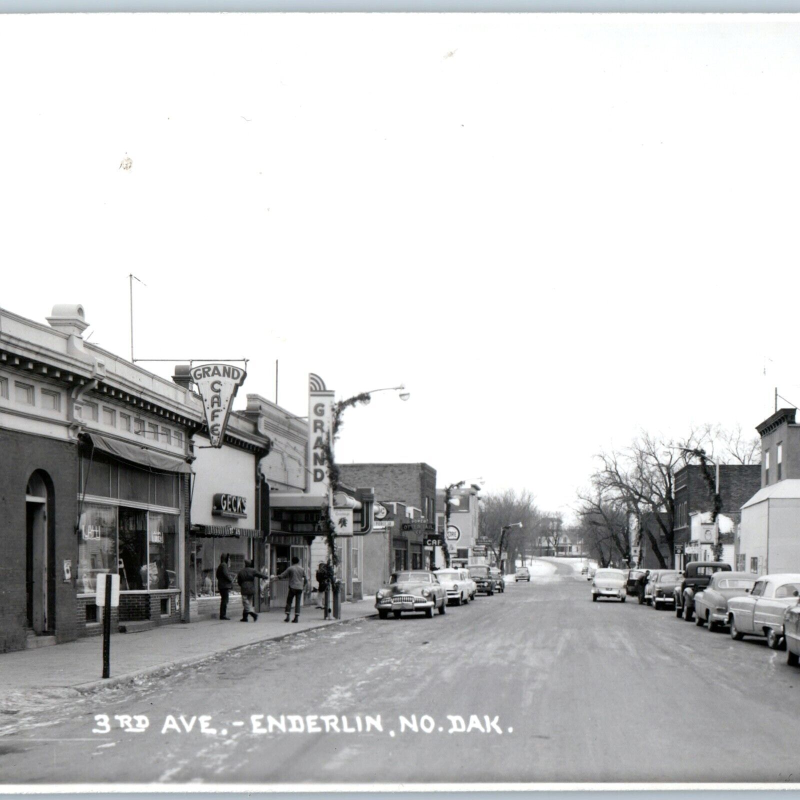 1955 Enderlin, ND Downtown RPPC 3rd Street Store Signs Real Photo Main ...