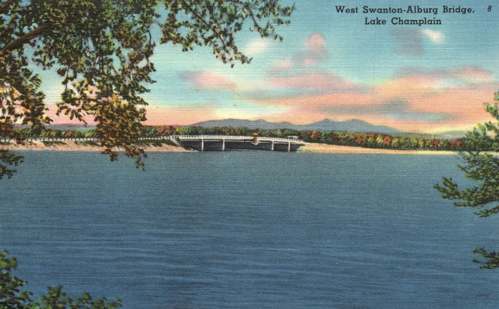 Vintage Postcard 1930's West Swanton Alburg Bridge Lake Champlain ...