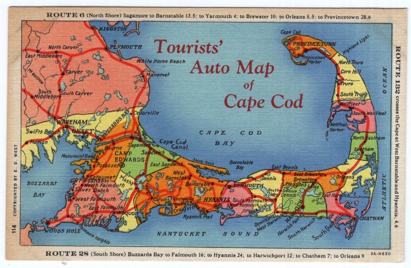 Tourists' Auto Map of Cape Cod | United States - Massachusetts - Cape ...