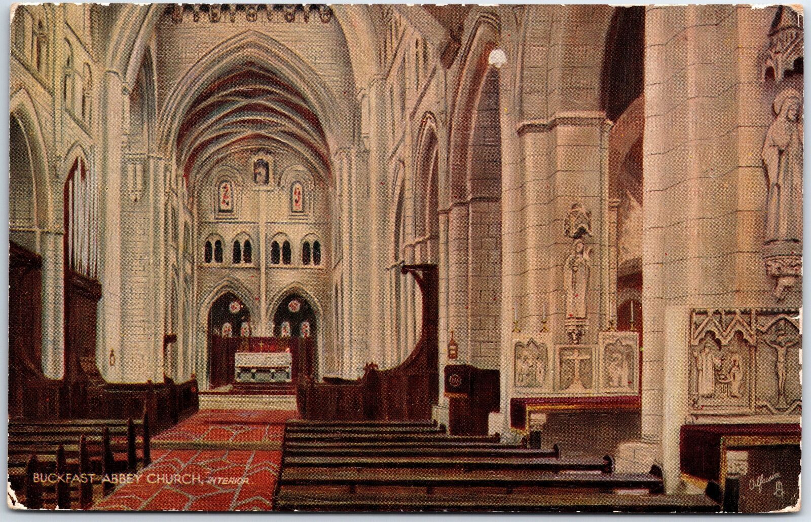 Vintage Postcard Interior of Buckfast Abbey Benadictine Church at Devon ...