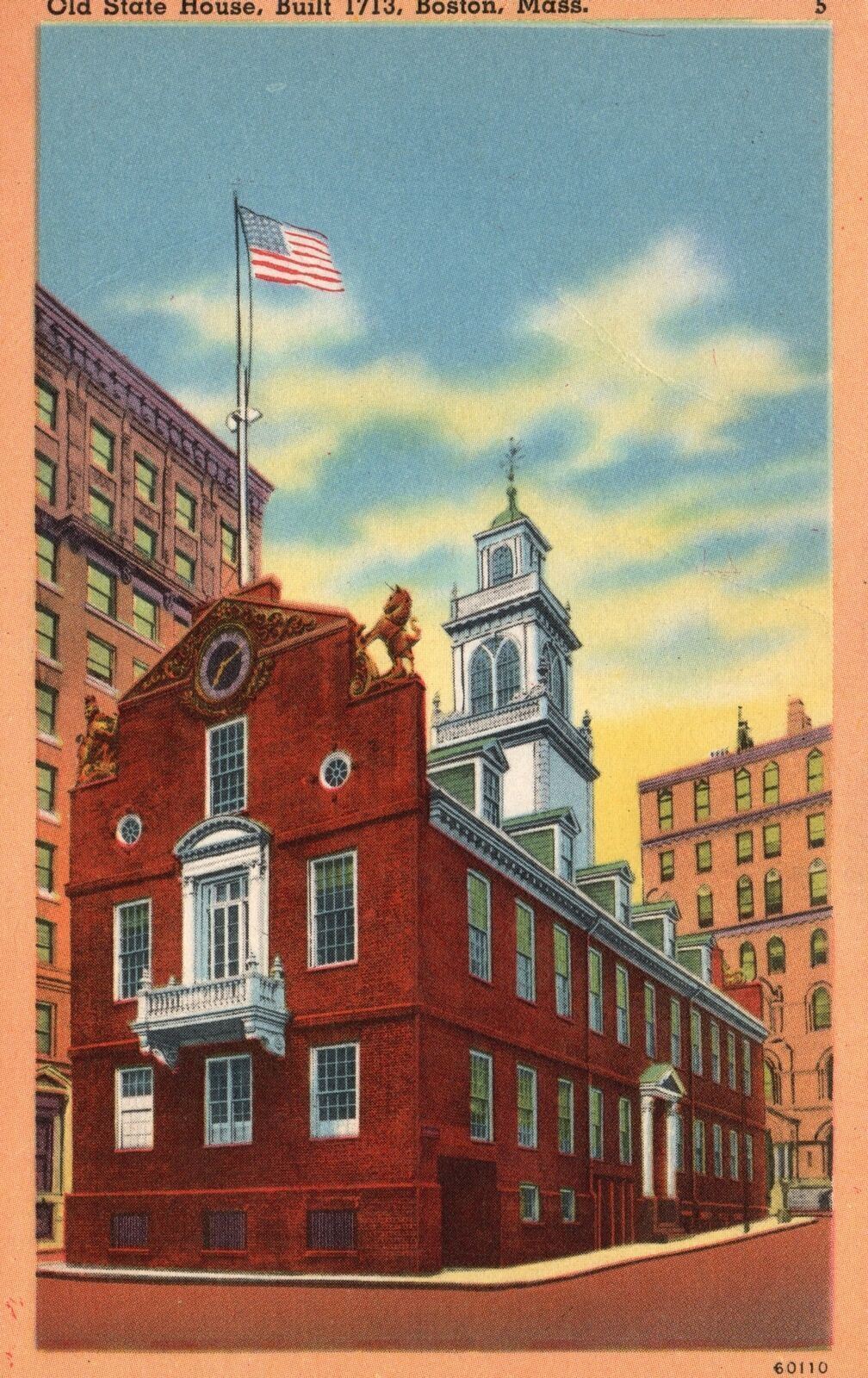 Vintage Postcard 1920's Old State House Build 1713 Boston Mass ...