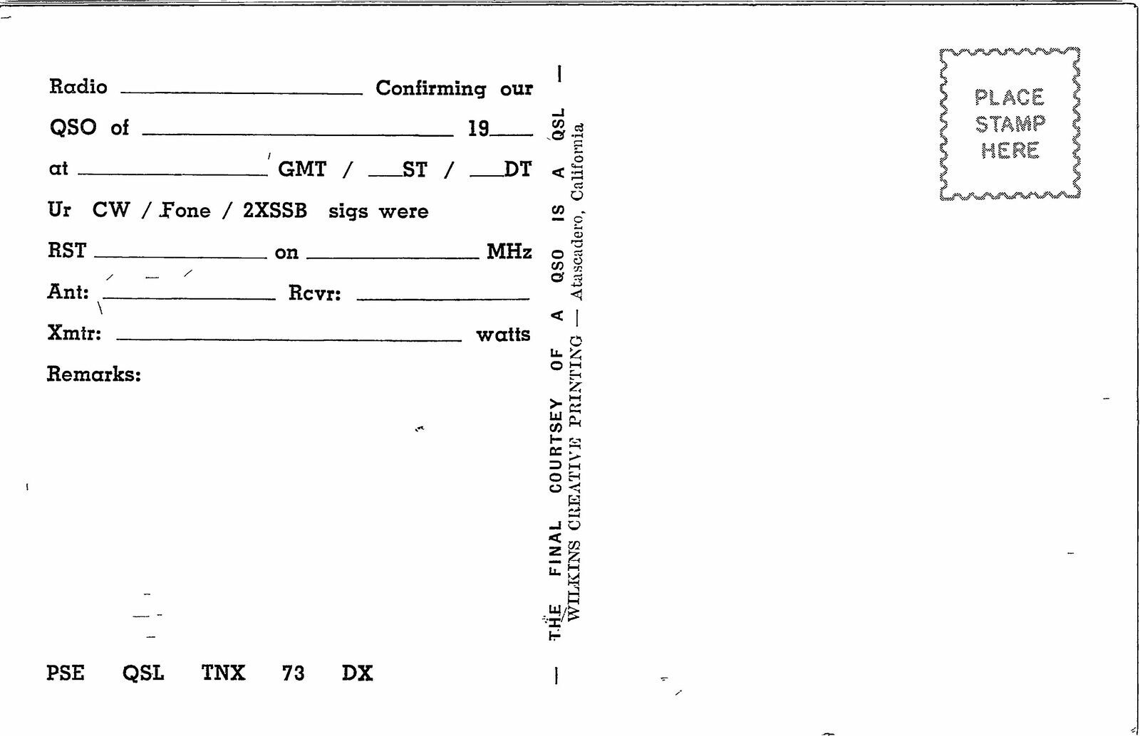 Vintage Postcard QSL HAM Radio Calling Card From Reno Nevada Wa7Ybm ...