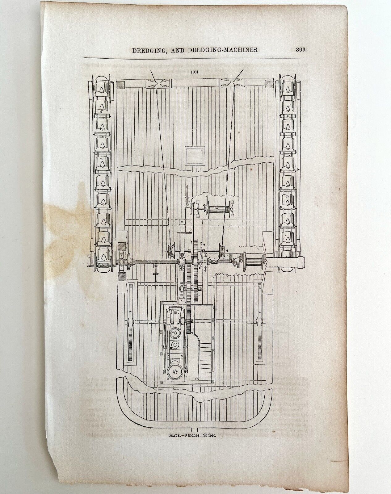 Dredging Machine Woodcut 1852 Victorian Industrial Print Engines ...