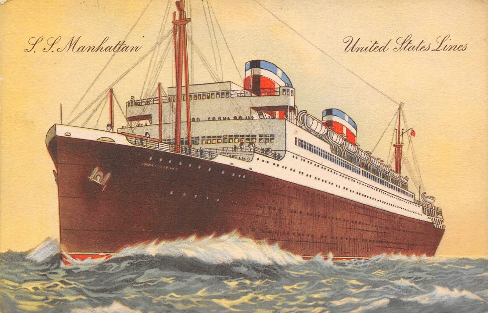 SS Manhattan Ocean Liner Ship United States Line 1950s postcard ...