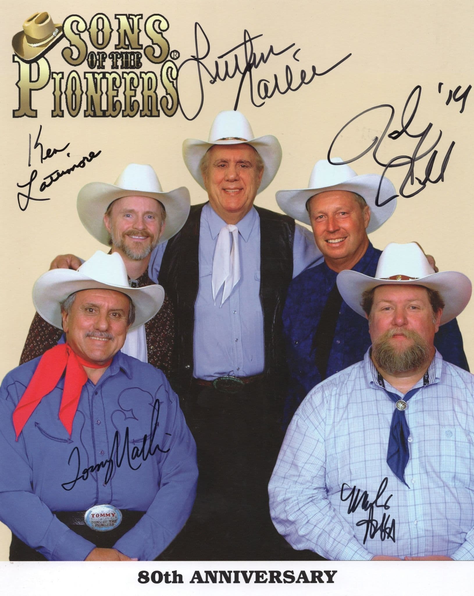 Sons Of The Pioneers FIVE SIGNATURES 10x8 Country & Western Signed ...