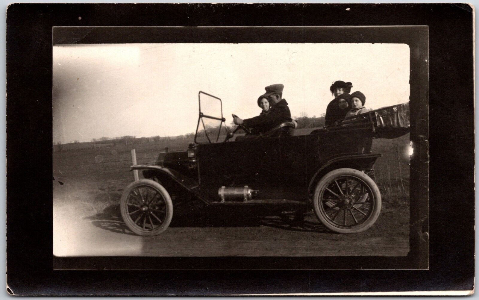 Ford Model T Automobile Family Car Ride Gas Oil RPPC Real Photo ...