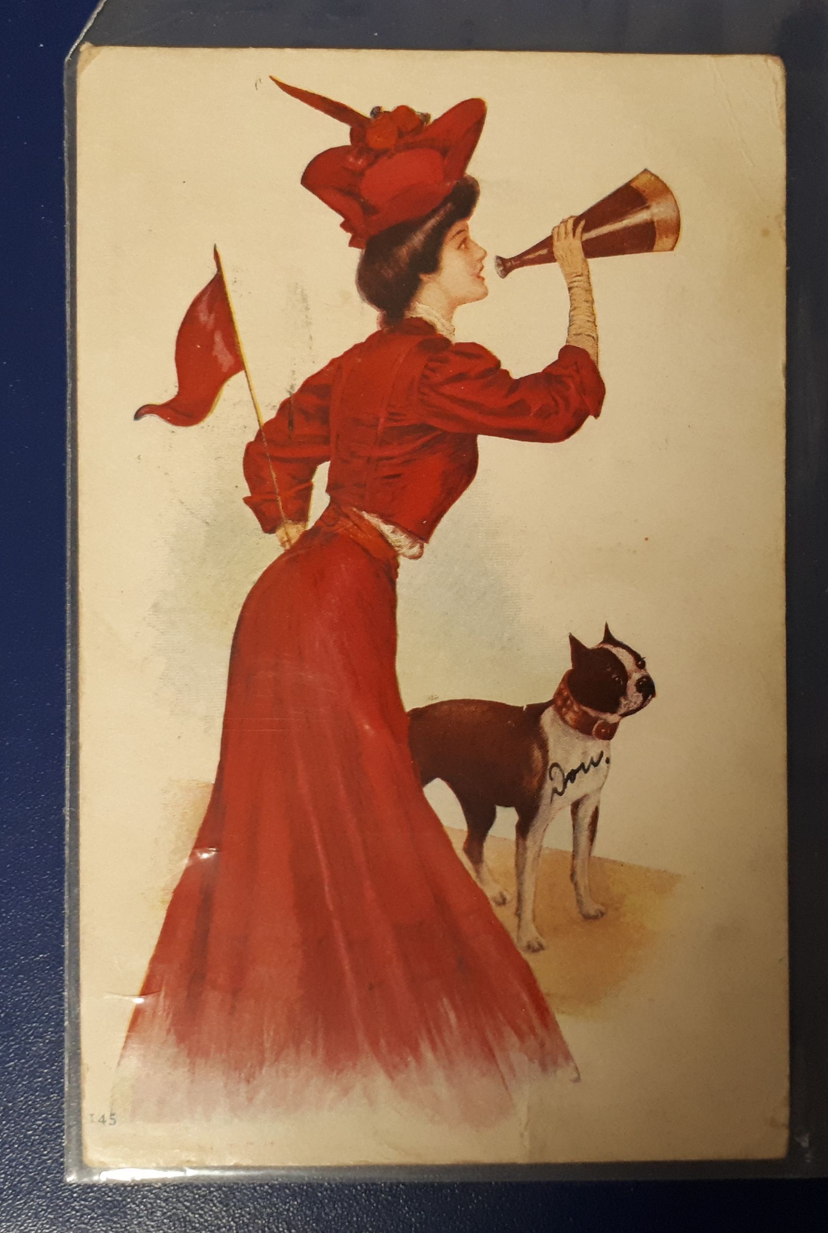 H944 PRETTY GIRL WITH BULL DOG AND FLAG-1908 (Archie Gunn Illustrator ...