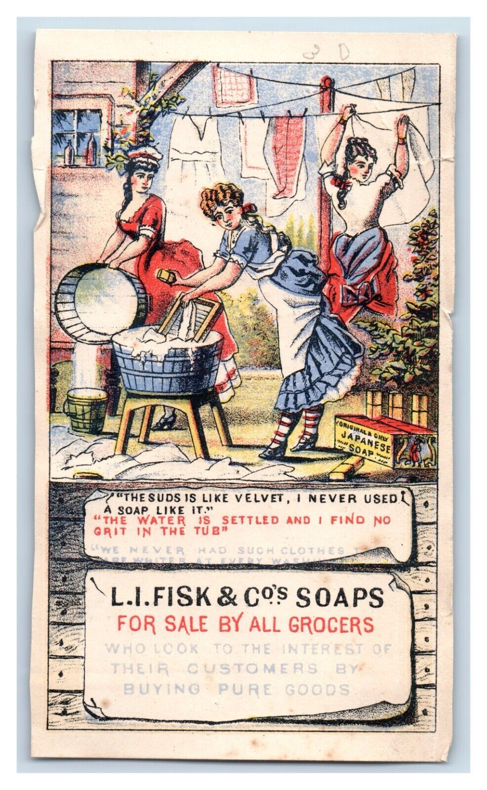 1870s-80s L.I. Fisk & Co. Soaps Ladies Laundry Day Japanese Soap P135 ...