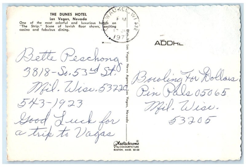 1977 Greetings From Las Vegas Dunes Building Classic Cars Nevada NV ...