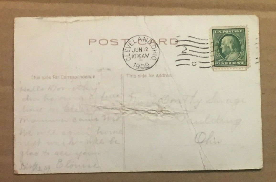 Vint .01 Postcard 1909 Used - Rockefeller Park, Cleveland, Ohio - Badly ...