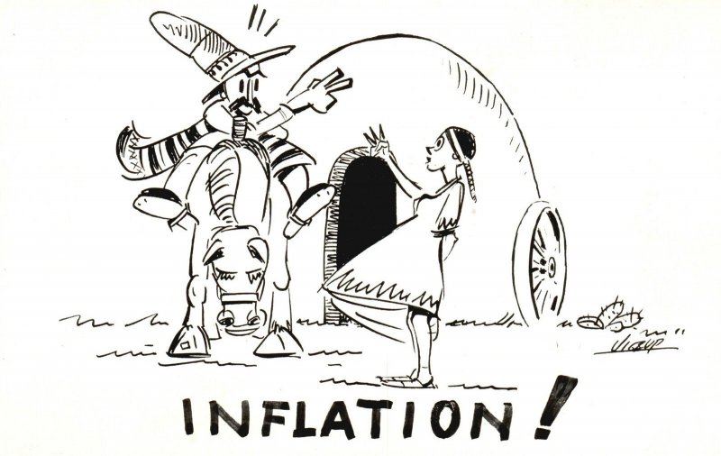 Vintage Postcard Inflation! Man Riding Horse Negotiating with Woman Art ...