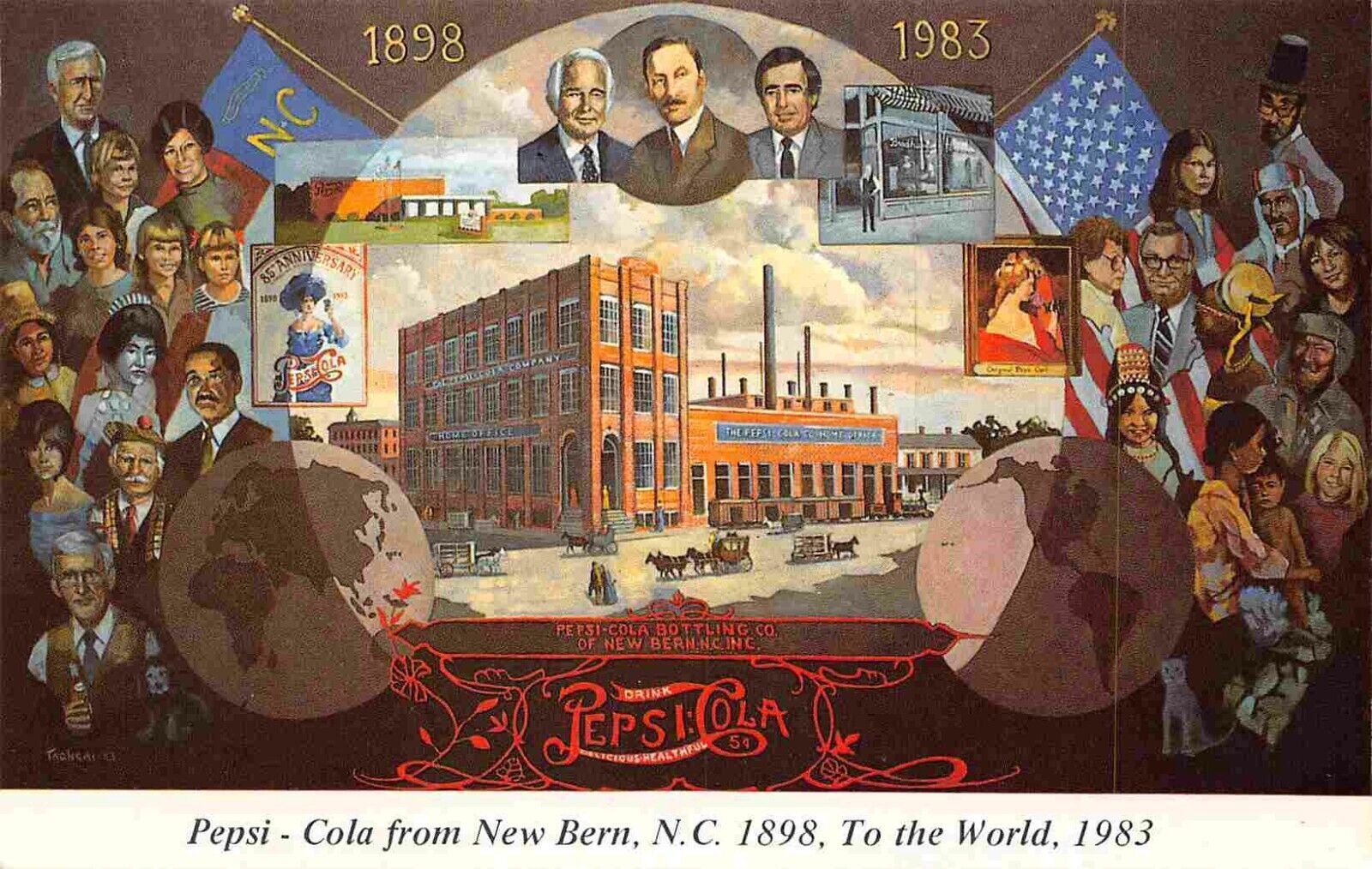 Pepsi Cola from New Bern NC 1898 to 1983 commemerative postcard ...